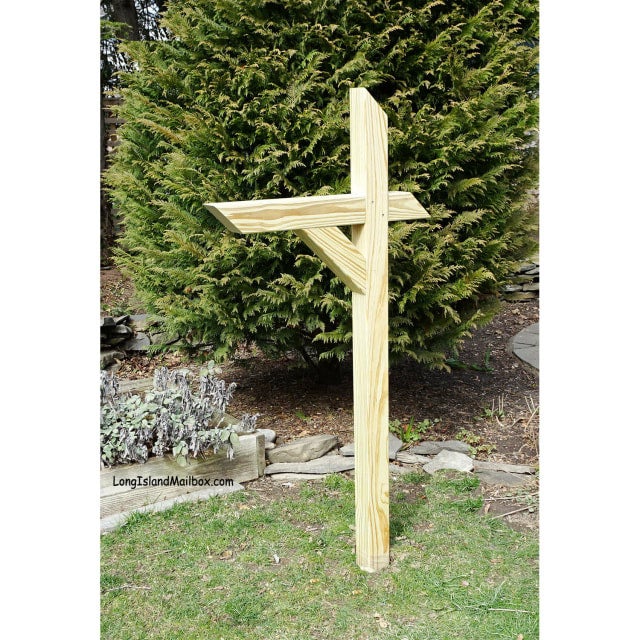 Slant Top Treated Wood Post | Long Island Mailbox